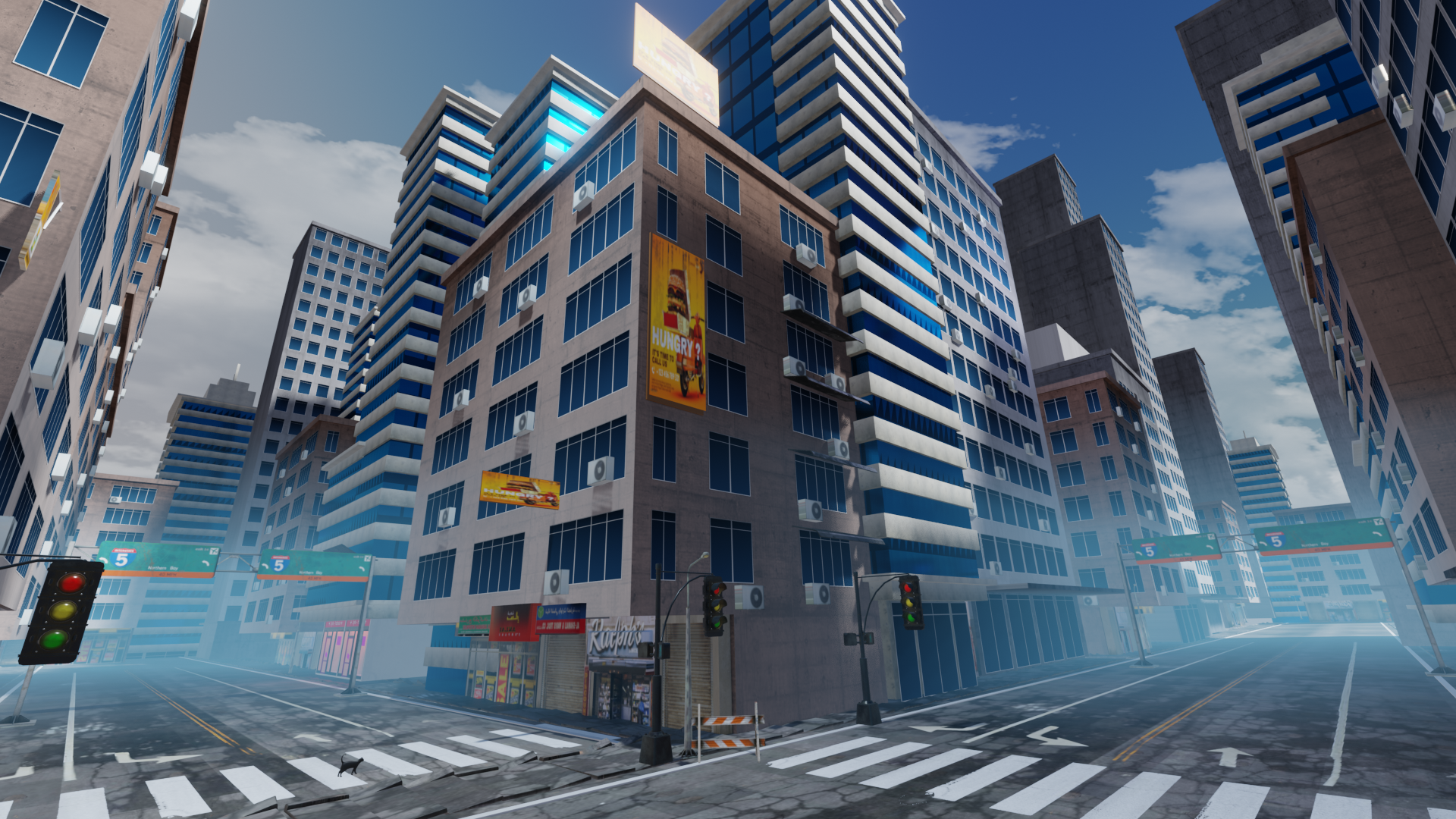 blender城市街道场景-魔酷网