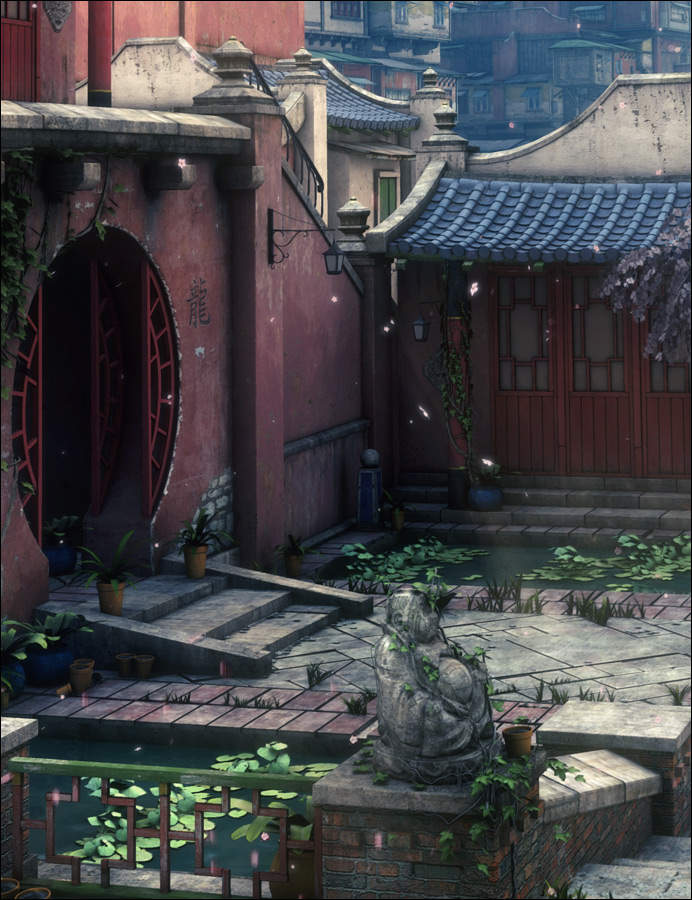 Blender中国风古建筑3D模型合集 亭台楼阁庭院古风场景（已修复）-魔酷网