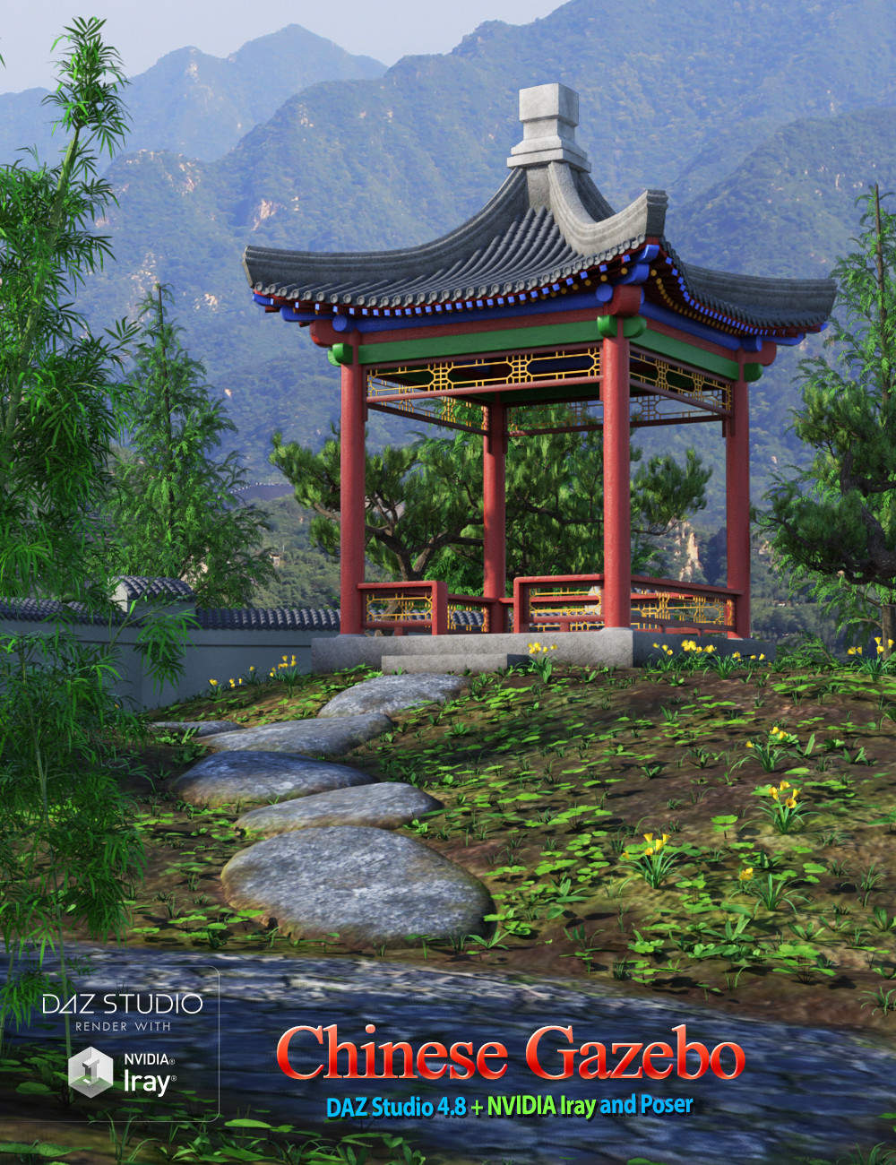 Blender中国风古建筑3D模型合集 亭台楼阁庭院古风场景（已修复）-魔酷网