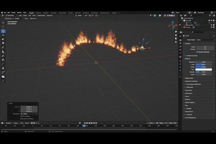 Blender曲线绘制实时火焰工具插件 Draw Fire Tool V2.0-魔酷网